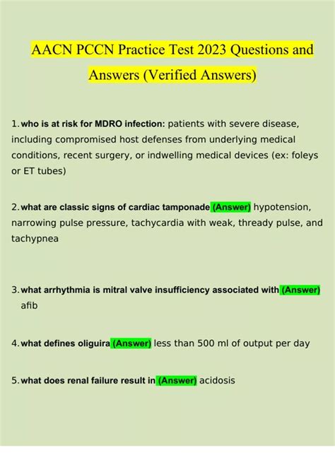 aacn pccn practice test questions and answers 2023 100 verified
