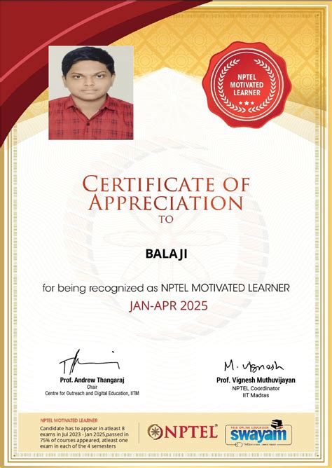 Nptel Iitmadras Professionaldevelopment Onlinelearning Balaji V