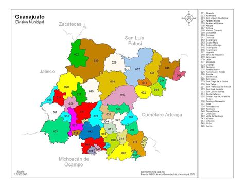 Mapa De Guanajuato Con Nombres A Blanco Y Negro Pdf Descargable