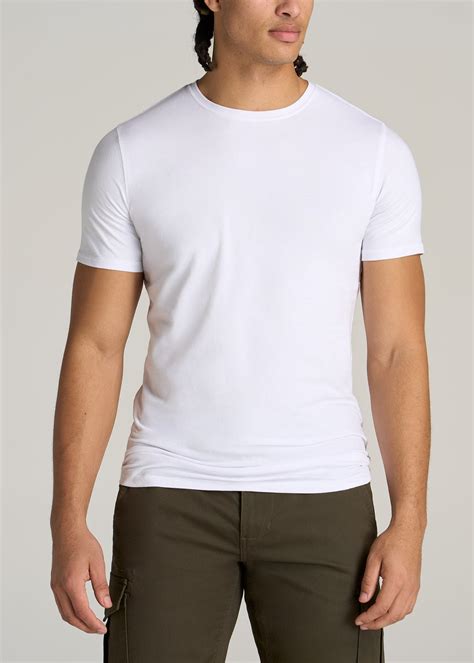 Essential Slim Fit Crewneck Mens Tall Tees White American Tall