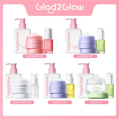 Jual Glad2glow Paket 3pcs Set Cleanser Serum Moisturizer Serum
