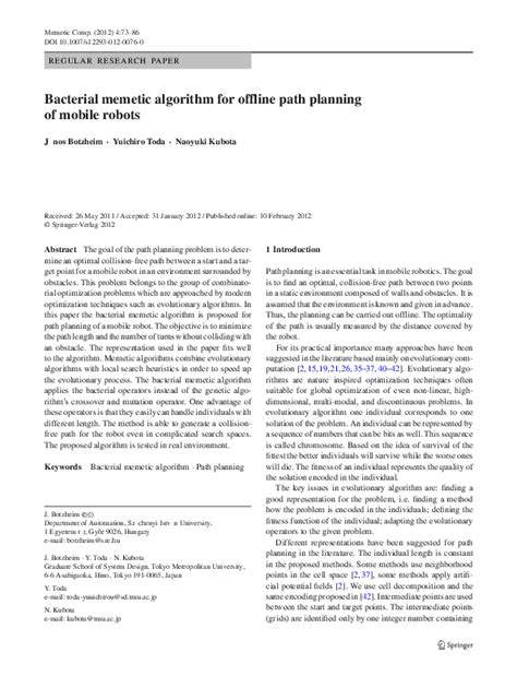 pdf bacterial memetic algorithm for offline path planning of mobile