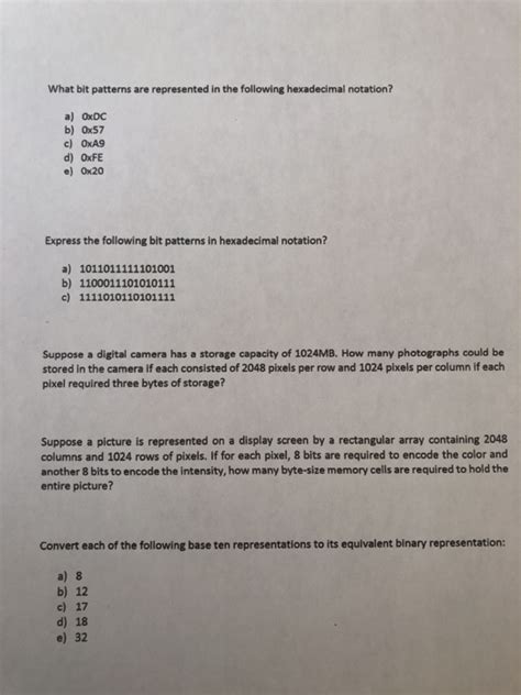 Solved What Bit Patterns Are Represented In The Following