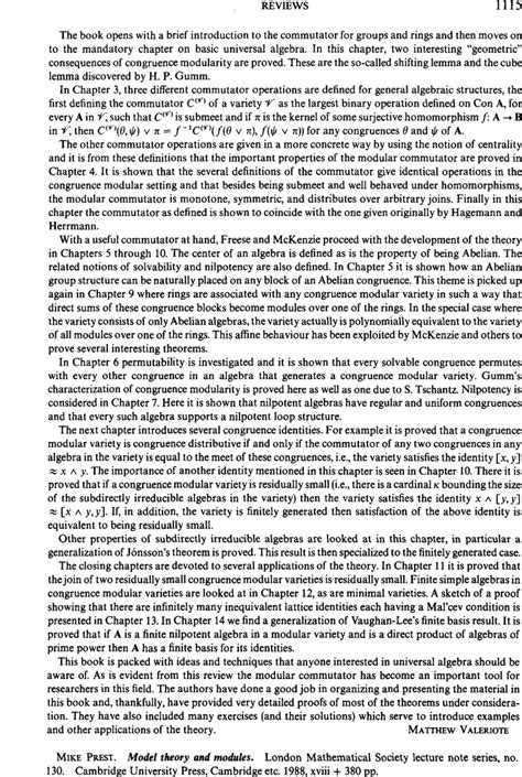 Mike Prest Model Theory And Modules London Mathematical Society Lecture Note Series No 130