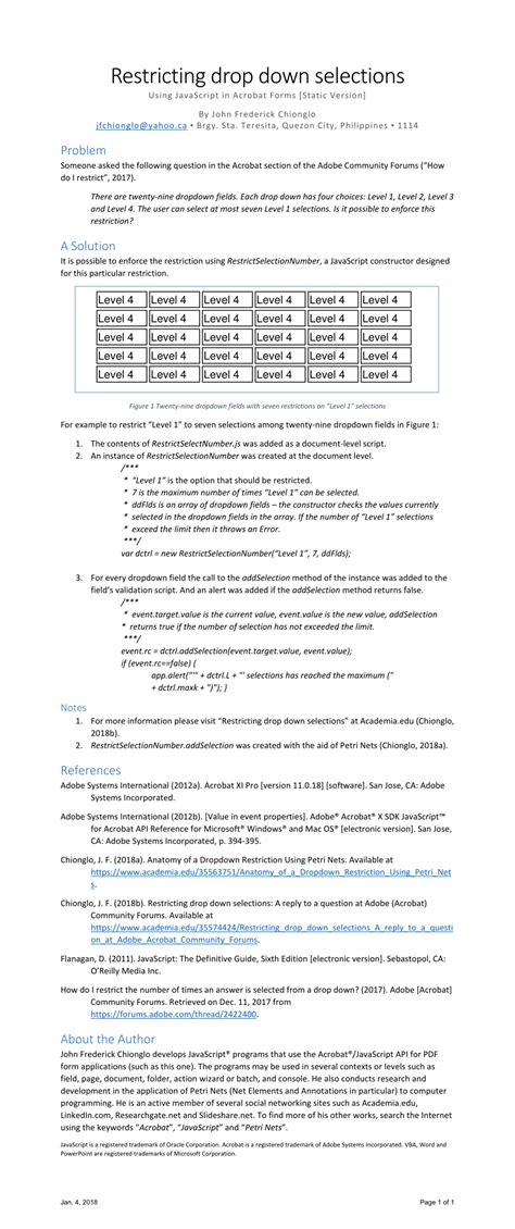 Pdf Restricting Drop Down Selections Using Javascript In Acrobat