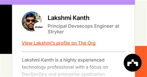 Lakshmi Kanth Principal Devsecops Engineer At Stryker The Org