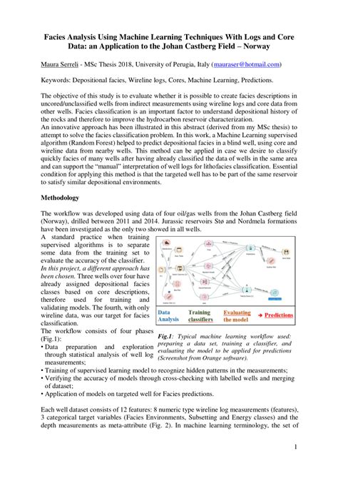 Pdf Facies Analysis Using Machine Learning Techniques With Logs And