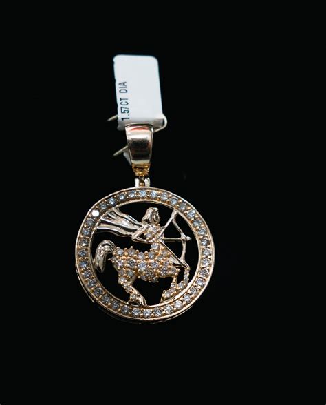 Sagittarius Sign Pendant 10k Yellow Gold With Diamond 157ct Dia 5