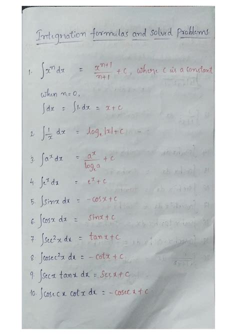 SOLUTION Integration Formulas And Solved Problems Studypool