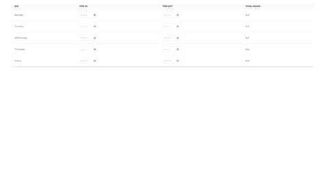Efficient Time Sheet Table Component In React With Tailwind