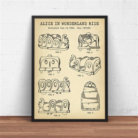 Alice In Wonderland Ride Disneyland Amusement Ride Patent Blueprint