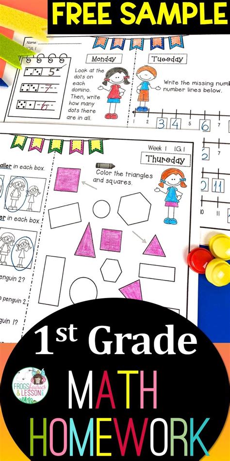 Free Sample 1st Grade Math Weekly Homework And Spiral Review Activities