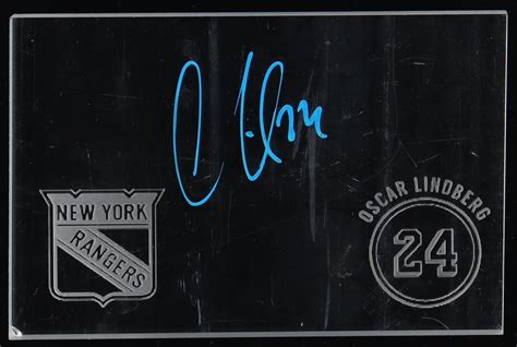 Oscar Lindberg Signed Game Used 4x6 Etched Plexiglass Piece Steiner Pristine Auction