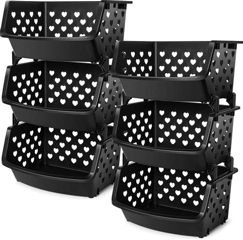 Wenqik 6 Pack Plastic Stackable Storage Bins For