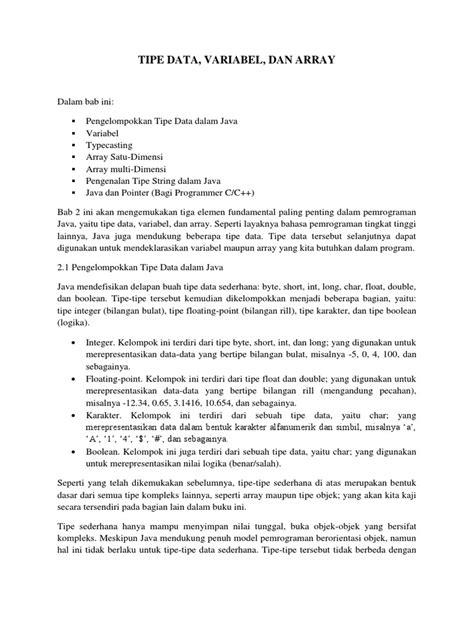 Tipe Data Variabel Dan Array Pdf