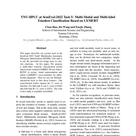 YNU HPCC At SemEval Task Multi Modal And Multi Label Emotion Classification Based On