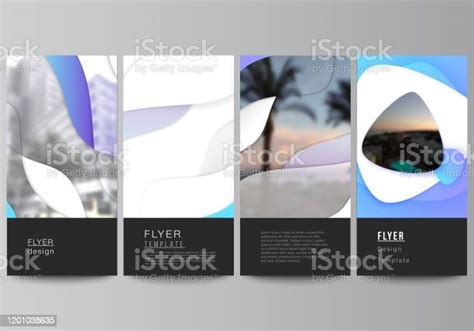 전단지 배너 디자인 템플릿의 편집 가능한 레이아웃의 최소 벡터 그림 블루 컬러 그라데이션 추상 동적 모양 화려한 기하학적 템플릿 디자인 0명에 대한 스톡 벡터 아트 및 기타