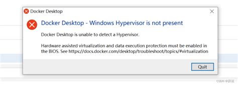 Docker 报错windows Hypervisor Is Not Presentdockerand解决 腾讯云开发者社区 腾讯云