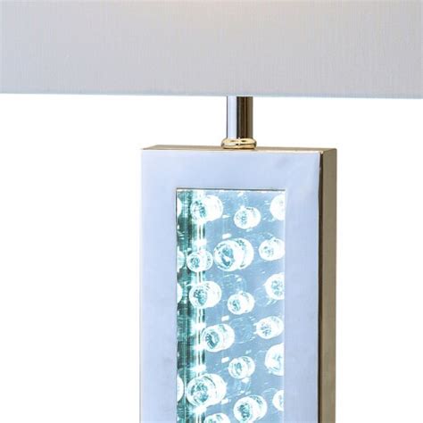Rectangular Drum Shade Table Lamp With Dual Lighting White And Chrome