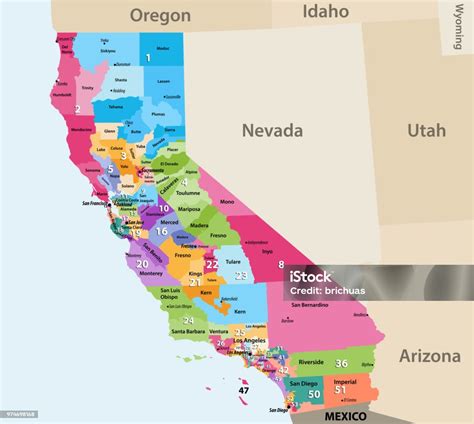 Vector Map Of California Congressional Districts With Nearest States