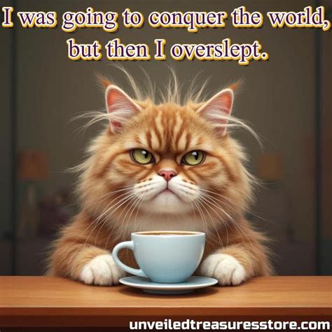 Funny Cats Drinking Coffee Cat Humor With Coffee Orange Cat With Funny Quote Good Morning