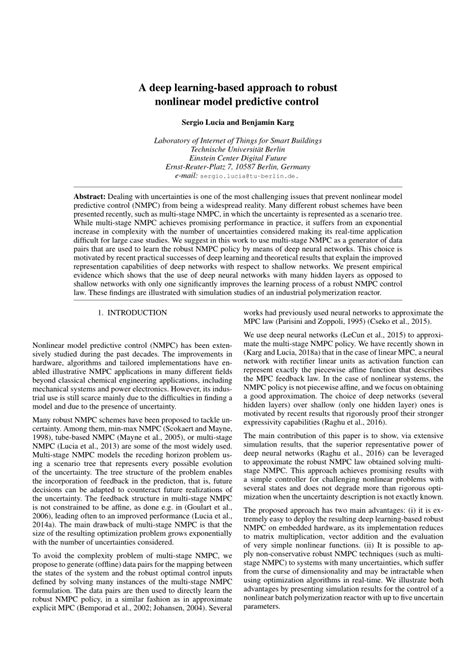 Pdf A Deep Learning Based Approach To Robust Nonlinear Model