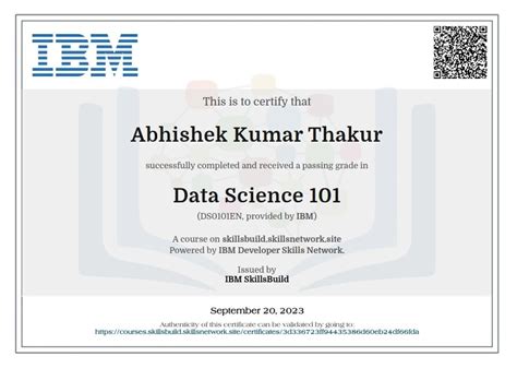 Abhishek Kumar Thakur On Linkedin Datasciencecertified Ibm