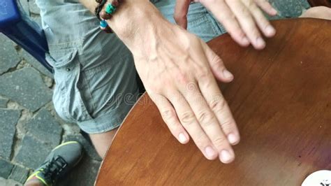 Closeup Male Hands Tapping On The Table Stock Footage Video Of