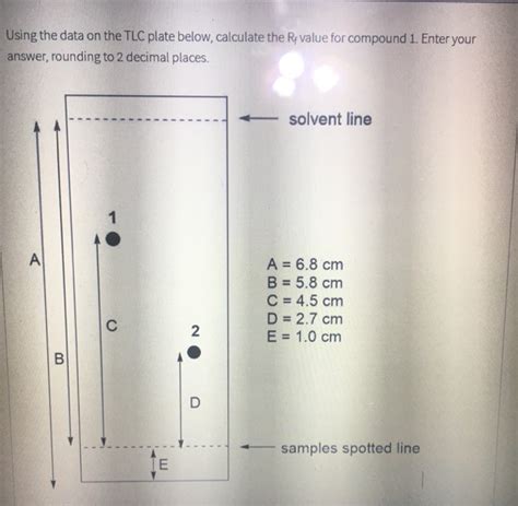 solved using the data on the tlc plate below calculate the
