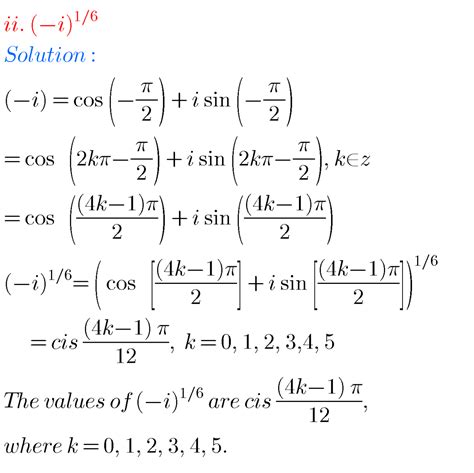 Intermediate maths solutions for De Moivre's Theorem - MATHS GLOW
