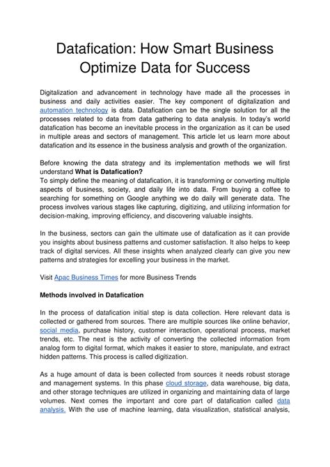 Ppt Datafication How Smart Business Optimize Data For Success