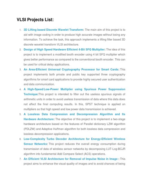 vlsi projects list pdf data compression vhdl