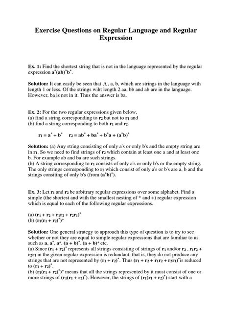 exercise questions on regular language and regular expression pdf discrete mathematics