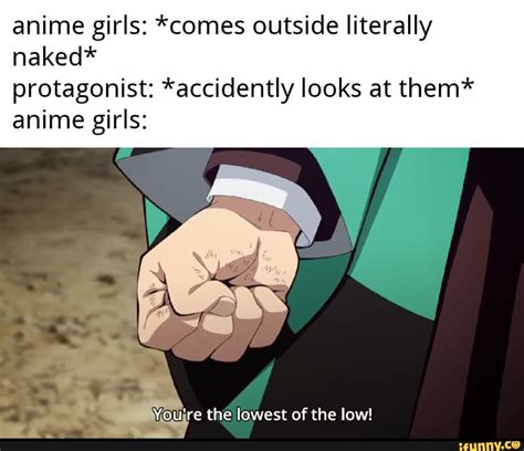 Anime Girls Comes Outside Literally Naked Protagonist Accidently Looks At Them Anime Girls