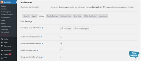 Plugin Quiz Maker