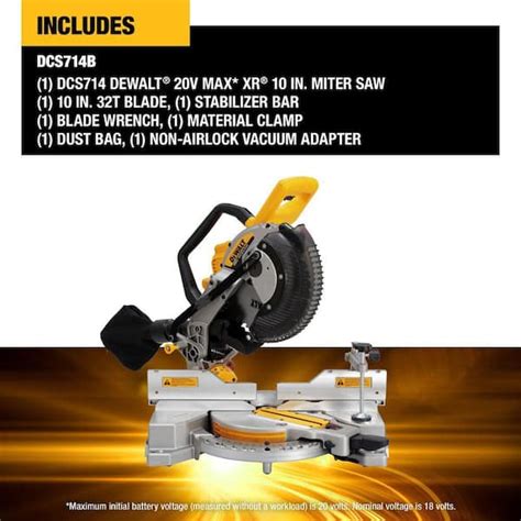Dewalt 20 Volt Max Xr Cordless 10 In Dual Bevel Fixed Miter Saw Tool Only Dcs714b The Home