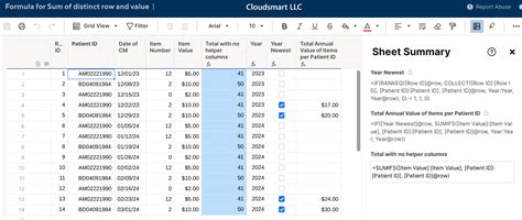 Formula For Sum Of Distinct Row And Value Smartsheet Community