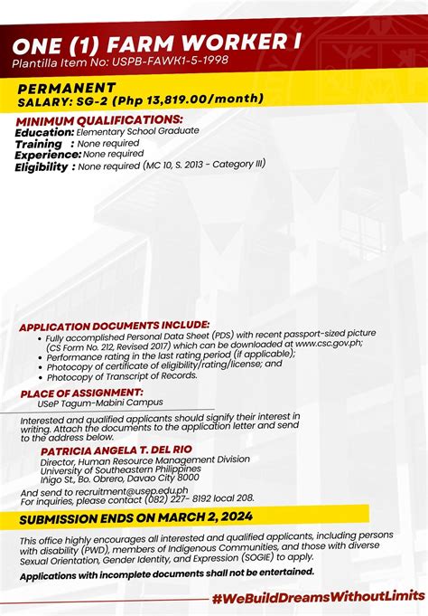 Usep Job Hiring Usep Is In Need Of Three 3 Non Teaching Personnel For Obrero And Tagum Mabini