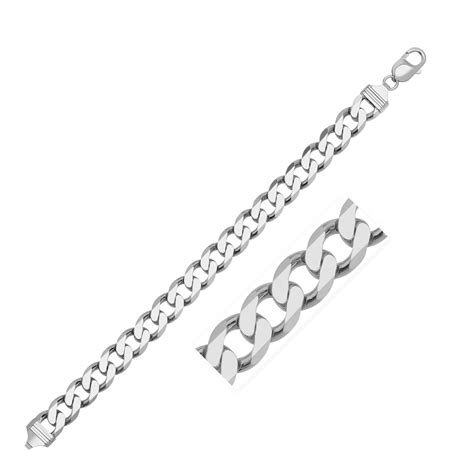 Classic Rhodium Plated Curb Chain In 925 Sterling Silver 1020 Mm