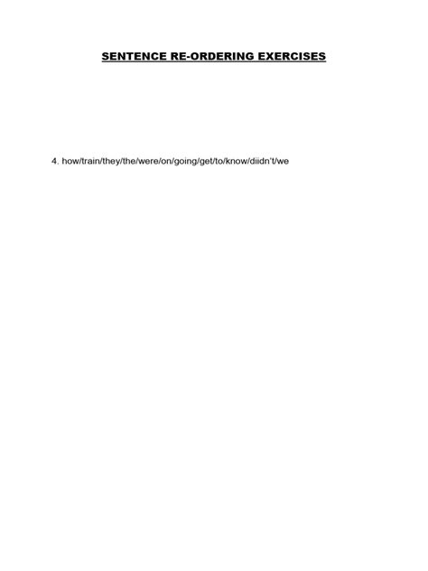 Sentence Reordering Exercises Pdf Language Arts And Discipline