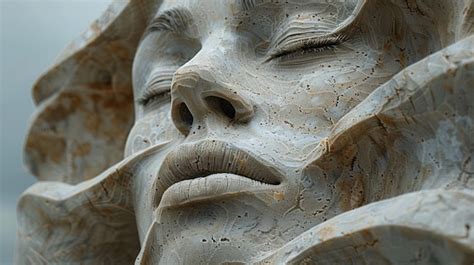 Stone Face Sculpture Premium Ai Generated Image
