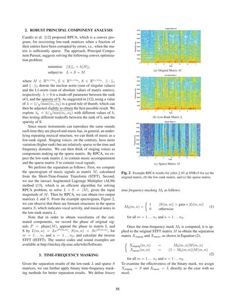 singing voice separation from monaural recordings using robust