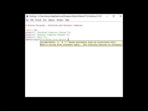 Python Program Shutdown And Restart Computer Python Programming Coding In Python Python