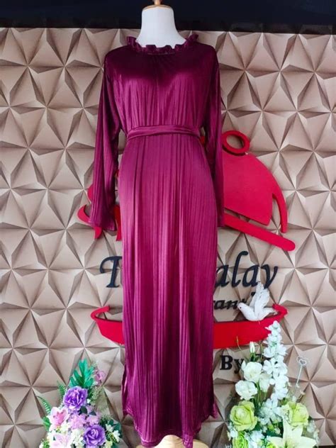 Pleated Satin Dress Womens Fashion Tops Blouses On Carousell