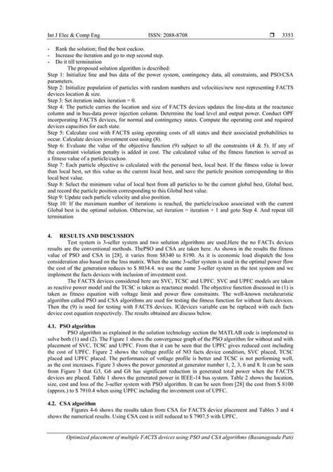 Optimized Placement Of Multiple Facts Devices Using Pso And Csa Algorithms Pdf