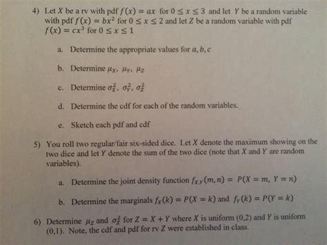 solved 4 let x be a rv with pdf f x ax for 0 leq x leq