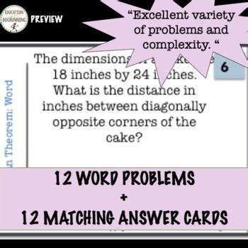 Pythagorean Theorem Activity Word Problem Task Cards TPT