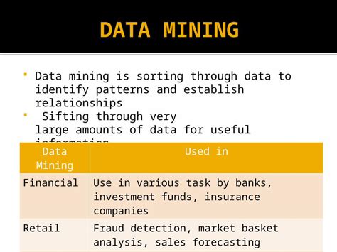 pptx data mining is sorting through data to identify patterns and