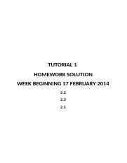 Homework Solution 1 Docx TUTORIAL 1 HOMEWORK SOLUTION WEEK BEGINNING 17 FEBRUARY 2014 2 2 2 3