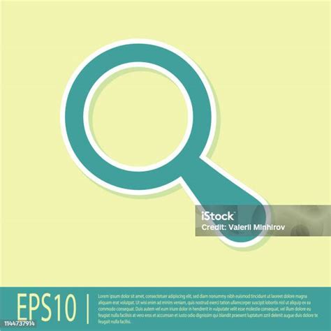 노란색 배경에 고립 된 녹색 돋보기 아이콘입니다 검색 포커스 확대 축소 비즈니스 기호입니다 평면 디자인입니다 벡터 일러스트 0